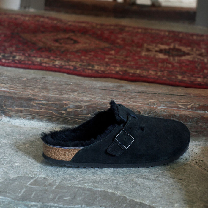Birkenstock Boston Shearling Pelliccia Black | Macchi 1941