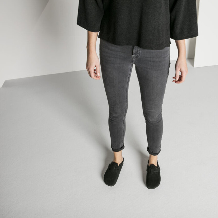 Birkenstock Boston Shearling Pelliccia Black | Macchi 1941