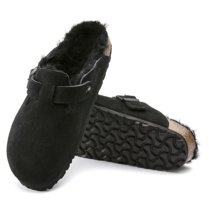 Birkenstock Boston Shearling Pelliccia Black | Macchi 1941